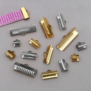 10/30pcs Rectangle Ribbon Ends With Clamps Stainless Steel Ribbon Crimp ...