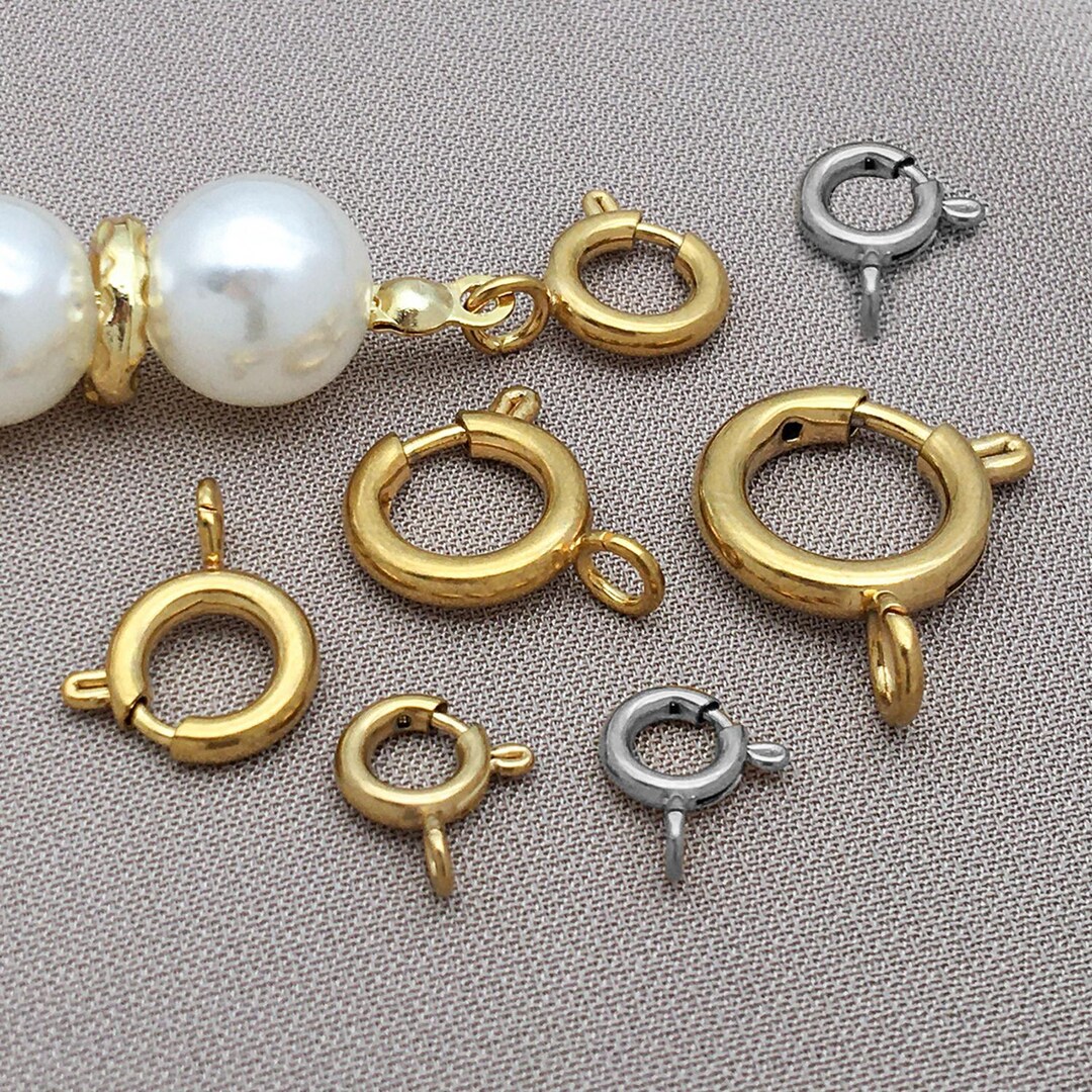 10/15/20pcs Stainless Steel Spring Clasps Brass Round Clasps Open Ring ...