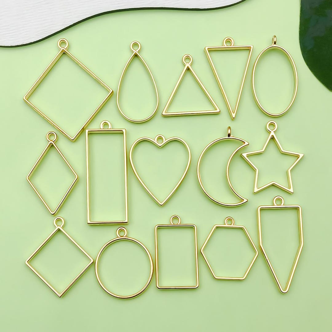 15/20pcs Open Bezel Pendants Charms Hollow Frame Pendants Resin Craft ...