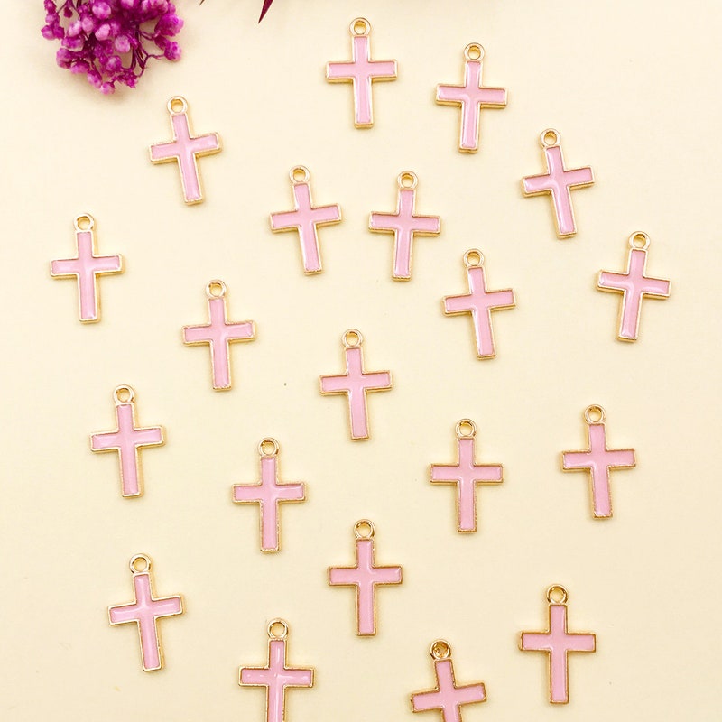 Pink Cross Necklace - Etsy