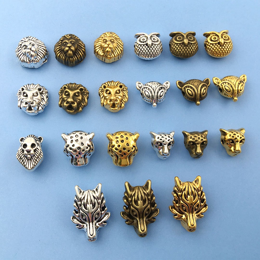20PCS Animal Shape Spacer Beads for Jewelry Making Tiny Owl Head Beads ...