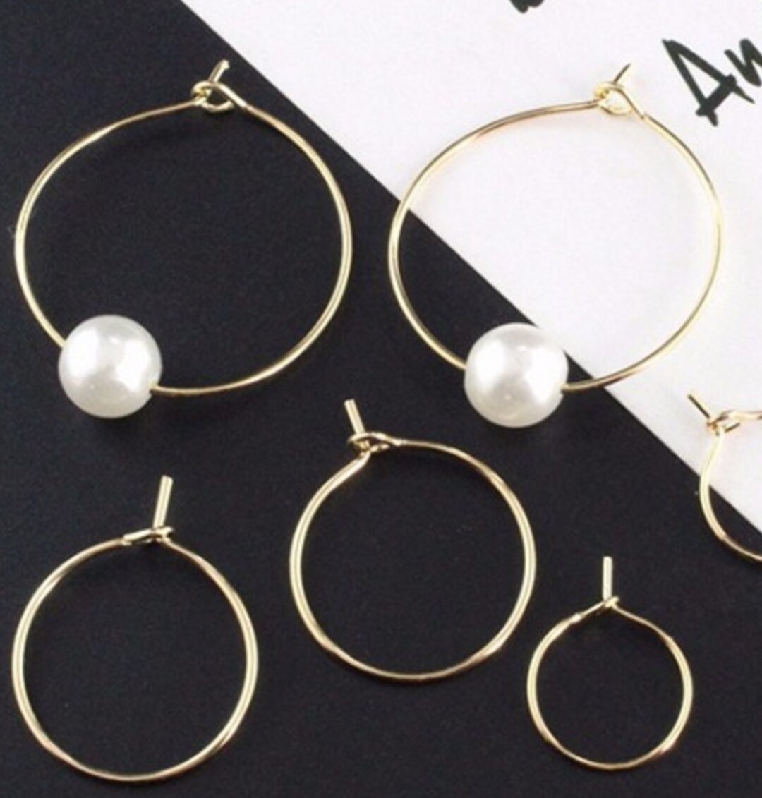 50 Pcs Hoops Earrings Big Circle Ear Wire Hoops Earrings Wires Earring ...