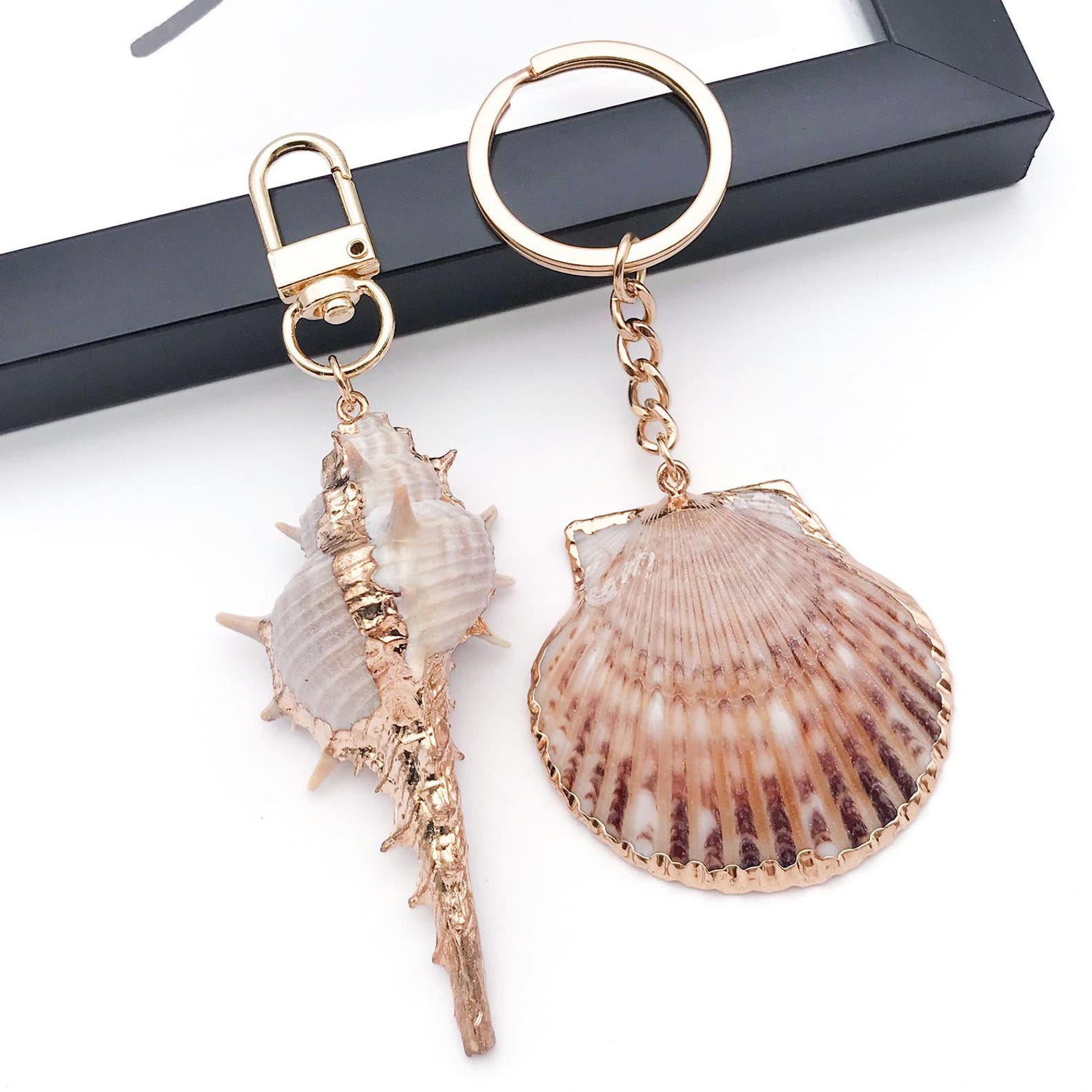 2pcs Seashell Charms Sea Shell Charms Gold Electroplated Natural Conch ...