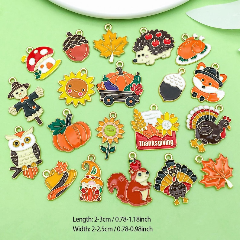 10/20pcs Fashion Enamel Fall Thanksgiving Charms Turkey Pumpkin Maple ...