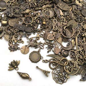 Random Mix 20/30/50pcs Antique Bronze Mix Bulk Charms Pendant for DIY ...