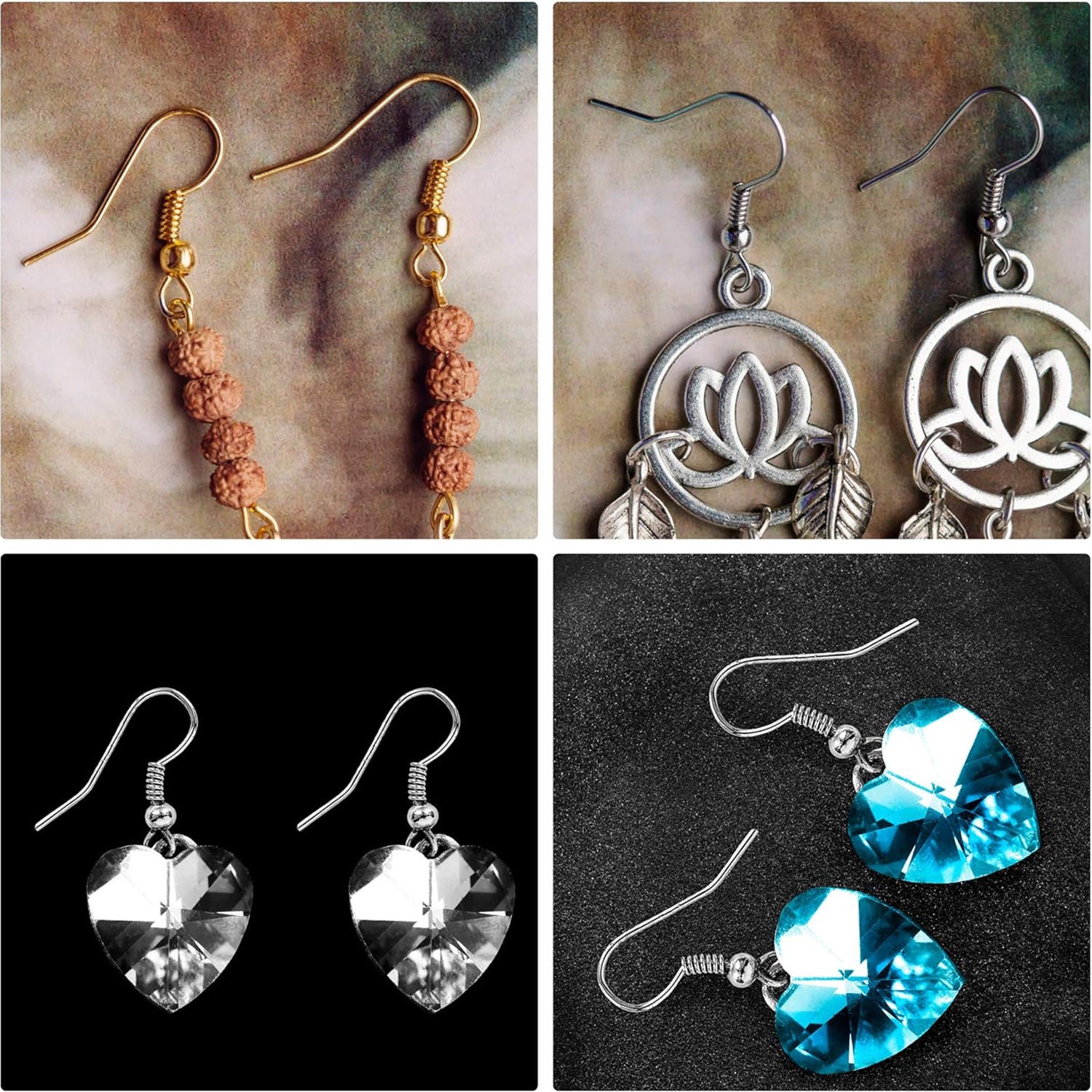 300pcs Nickel Free Iron Ear Hook Clasp With Bead Hooks Earring Clasp ...