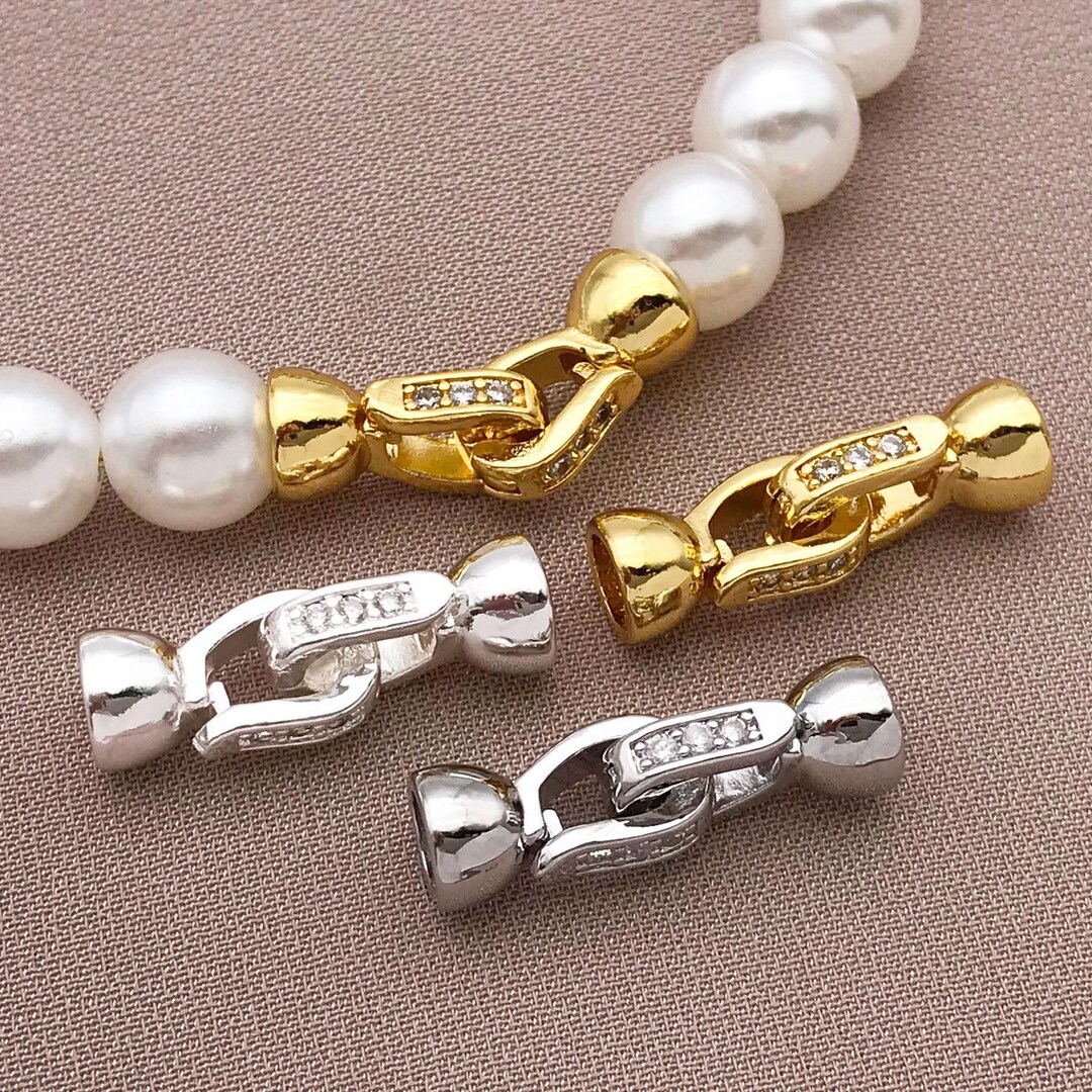 3/5/10pcs Real 18K Gold Plated Bead Cap Connectors Buckle Clasp Spring ...