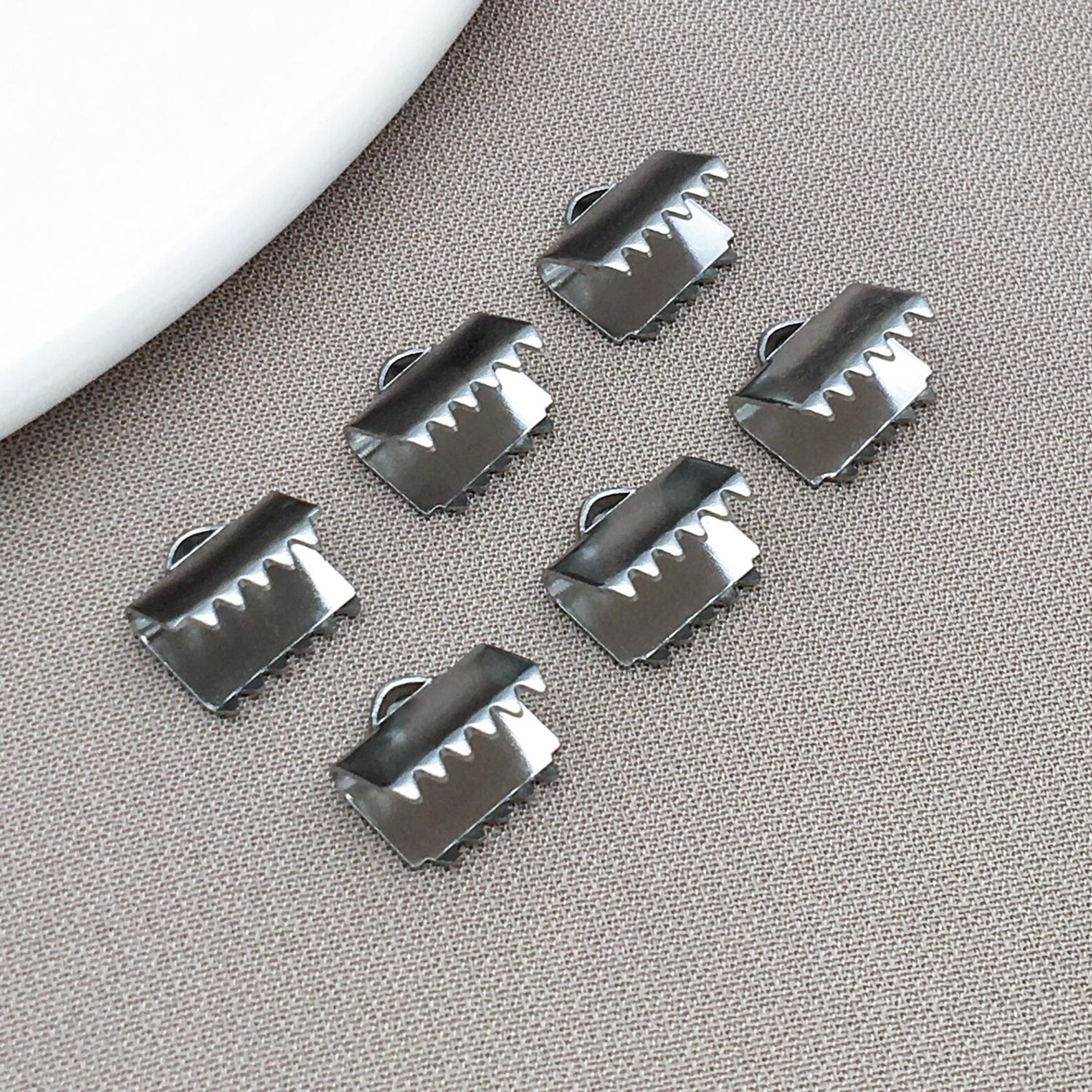 10/30pcs Rectangle Ribbon Ends With Clamps Stainless Steel Ribbon Crimp ...