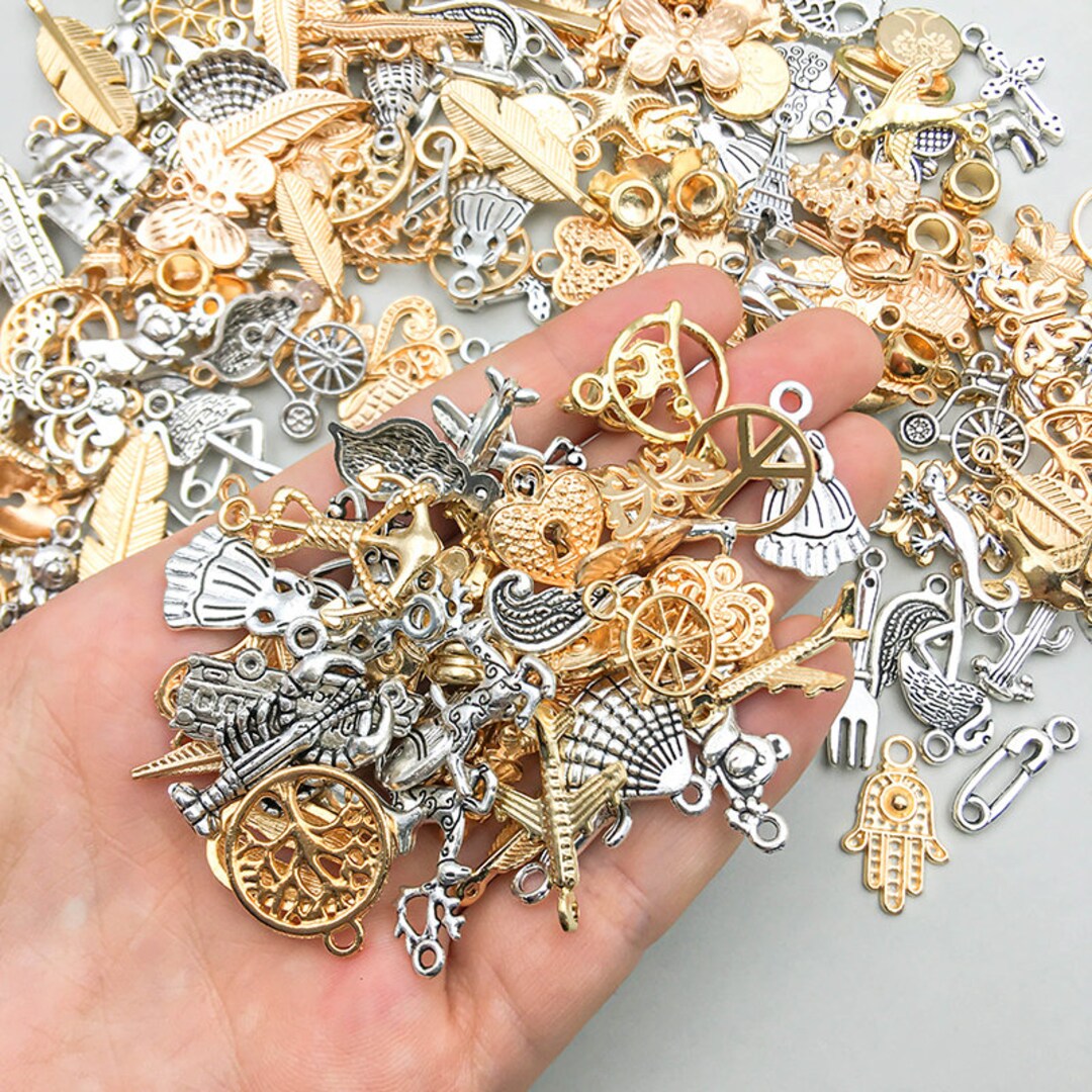 20/30/50pcs Bulk Random Mixed KC Gold/silver Charms Jewelry Making ...
