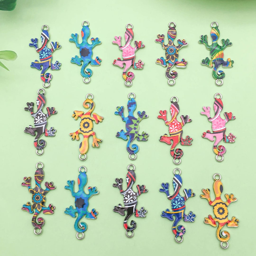 10/15/20pcs Colorful Enamel Gecko Charms Reptile Charms Lizard Charms ...
