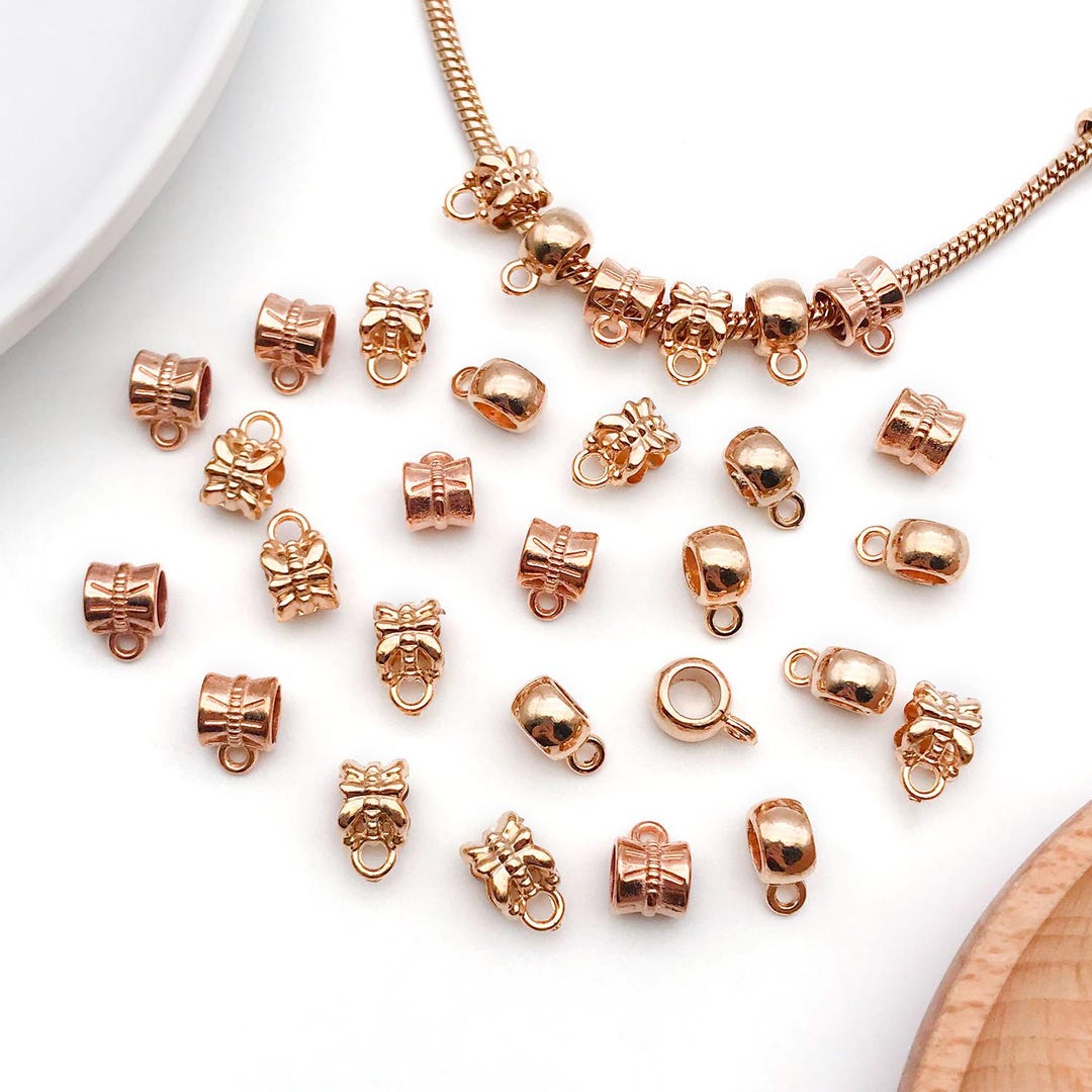 50pcs KC Golden Bail Tube Beads Spacer Beads Hanger Charms Connector ...