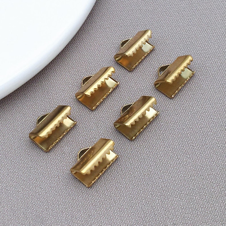 10/30pcs Rectangle Ribbon Ends With Clamps Stainless Steel Ribbon Crimp ...