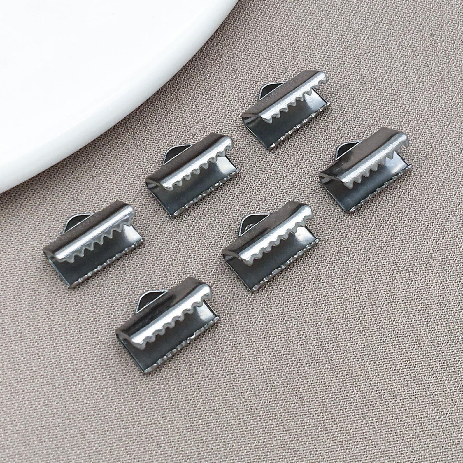 10/30pcs Rectangle Ribbon Ends With Clamps Stainless Steel Ribbon Crimp ...
