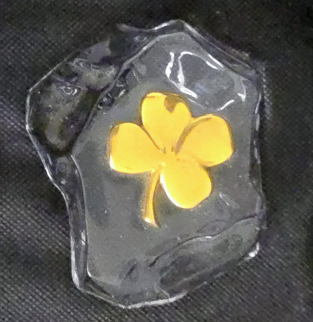 Vintage Glass Shamrock Paperweight Gold Shamrock Encased Irish Luck ...