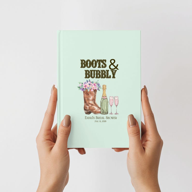 Boots and Bubbly Bridal Shower Guestbook, Custom Letters for the Bride ...