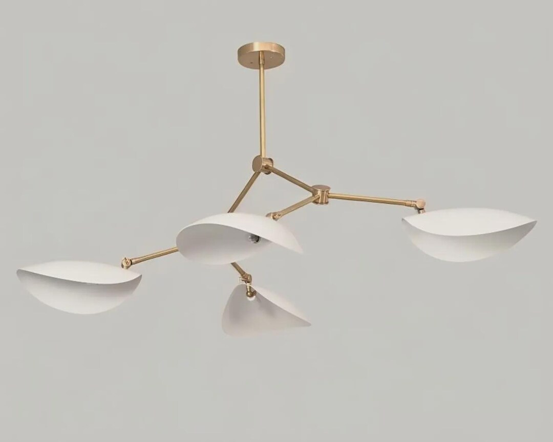 Mid Century Modern Brass Stingray Light Sputnik Chandelier, Four Arms ...