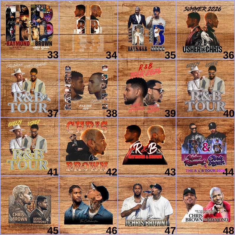 Chris Brown Usher R&B Tour DTF Decal, Raymond Vs Brown Concert Tshirt ...