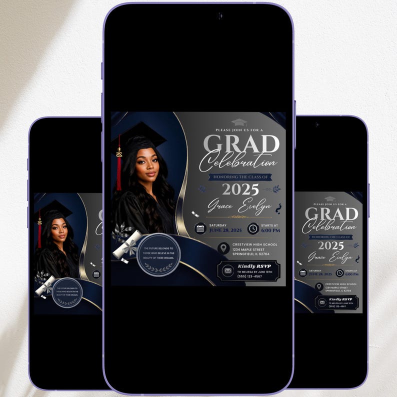 Graduation Invitation, Class of 2025 Celebration Flyer (canva Editable ...