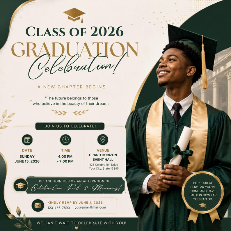 Class of 2026 Graduation Invitation | Editable Canva Flyer (digital ...