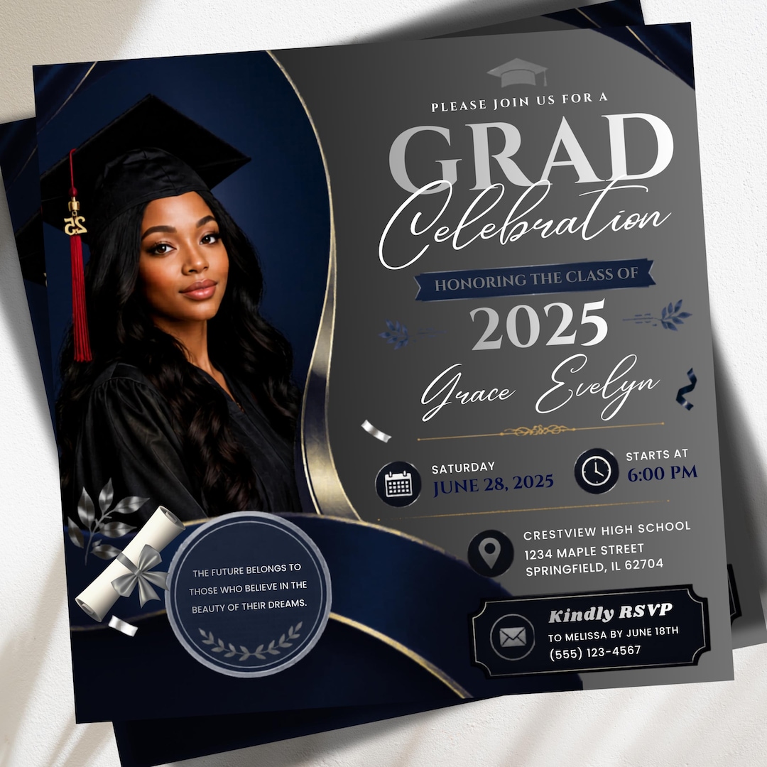 Graduation Invitation, Class of 2025 Celebration Flyer (canva Editable ...
