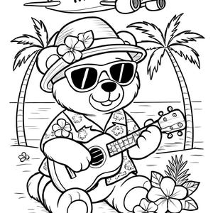 Cute Kids Coloring Pages Bundle–mermaid, Princess, Santa, Tropical Bear ...
