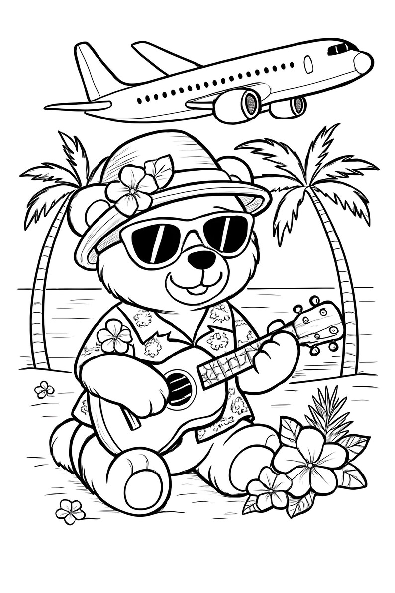 Cute Kids Coloring Pages Bundle–mermaid, Princess, Santa, Tropical Bear ...
