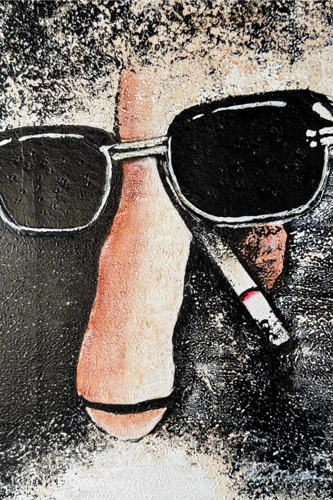 Cigarette Face Art Print – Bold Abstract Portrait With Sunglasses, Pop ...