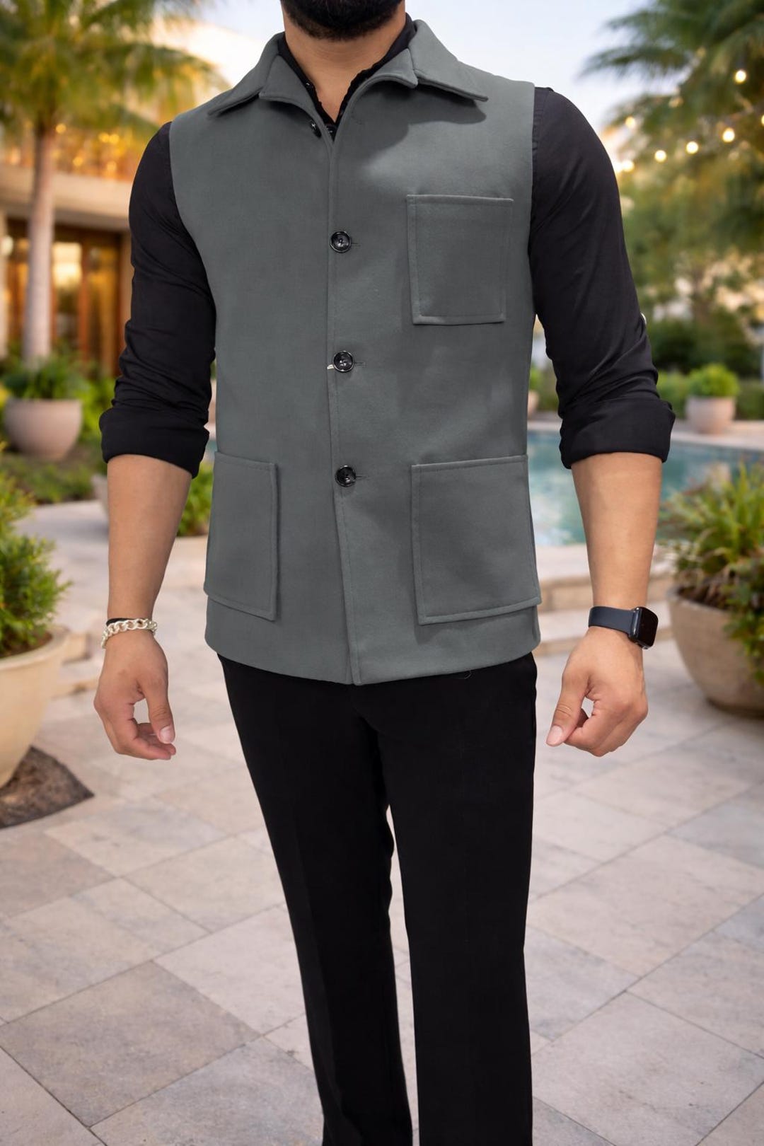 Men's Grey Nehru Jacket | Handmade Ethnic Wedding Waistcoat - Etsy