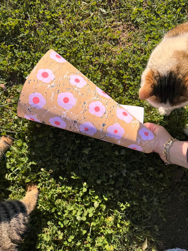 Original Turkish Ebru Art Paper | Light Brown Background With Pink ...