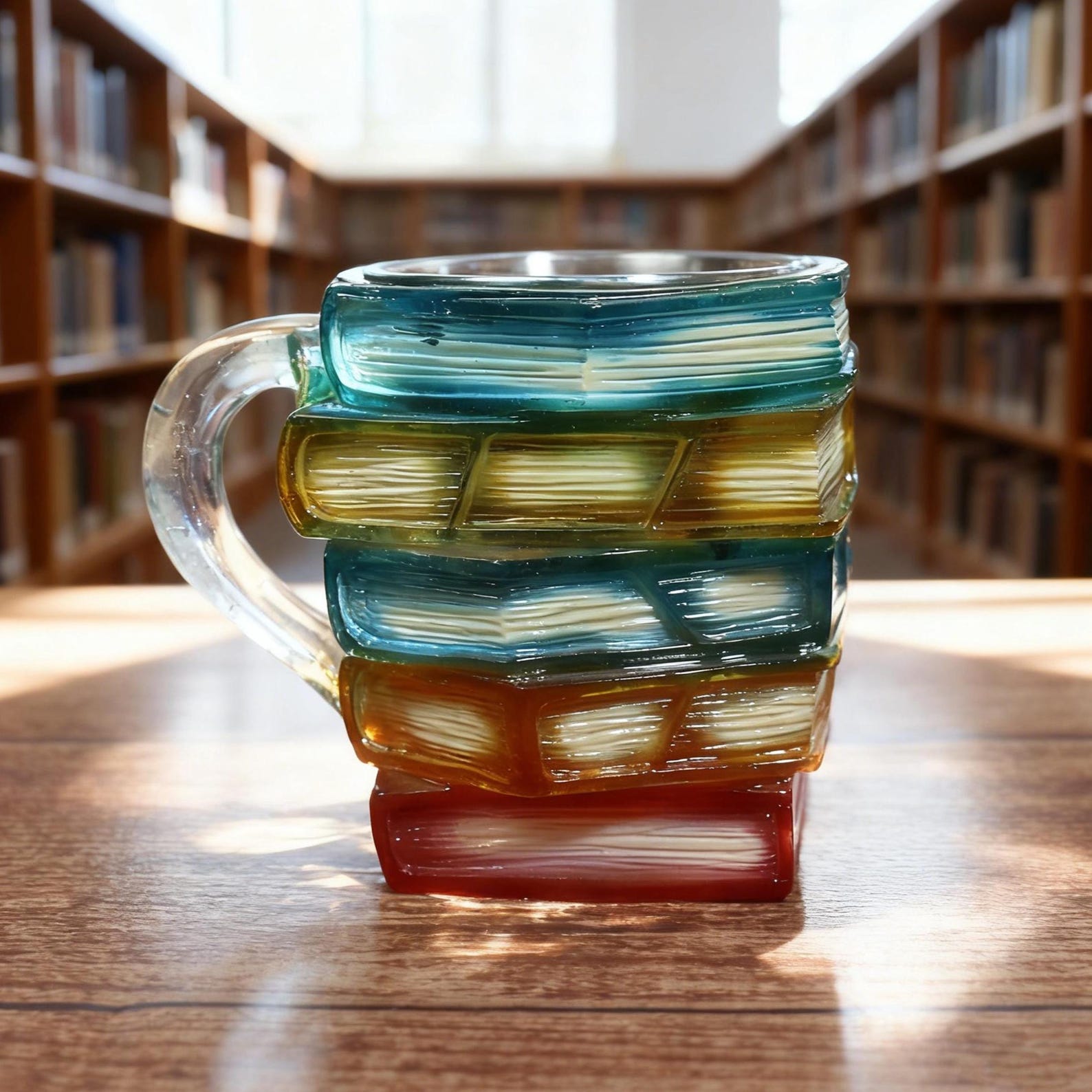 3D Book Stack Layered Mug for Readers,stained Glass Book Lover Gif ...