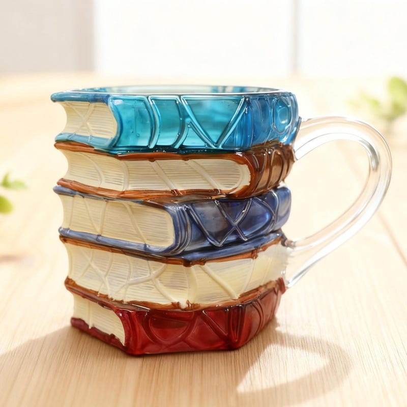 Glass Stacked Books Mug - Etsy