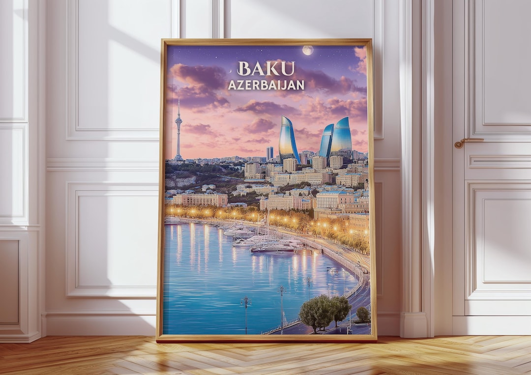 Baku, Azerbaijan Vibrant Style Poster Print | High Quality, Free ...