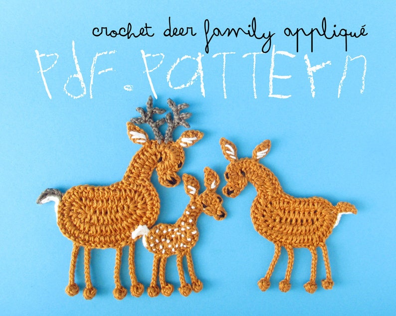 Crochet Pattern Deer Family Appliqué 3 Types Deer Doe Fawn - Etsy