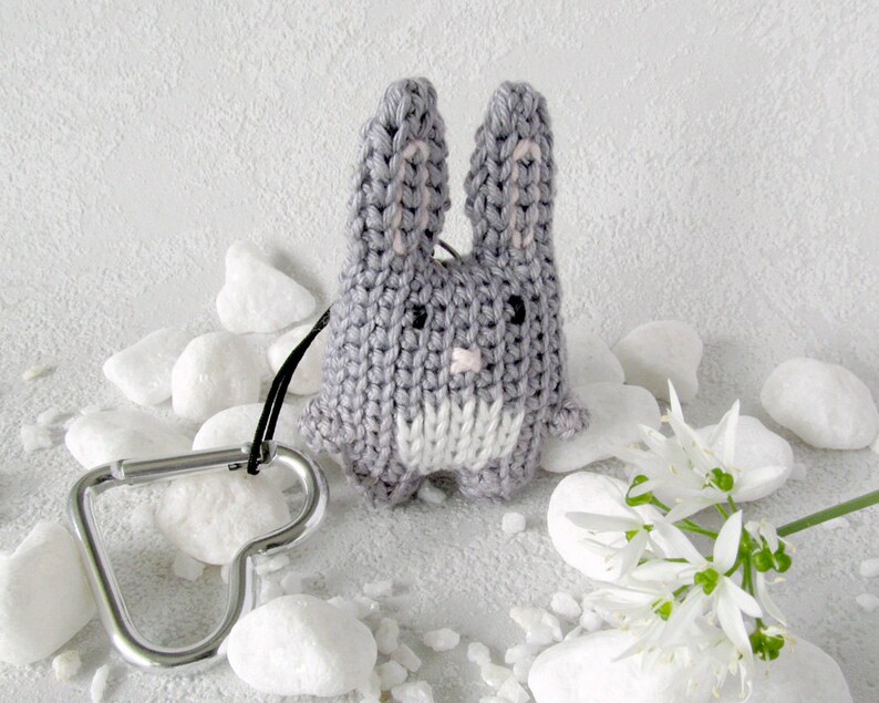 Keyring Pendant Bunny Bag Charm Gray Rabbit Small Animal - Etsy