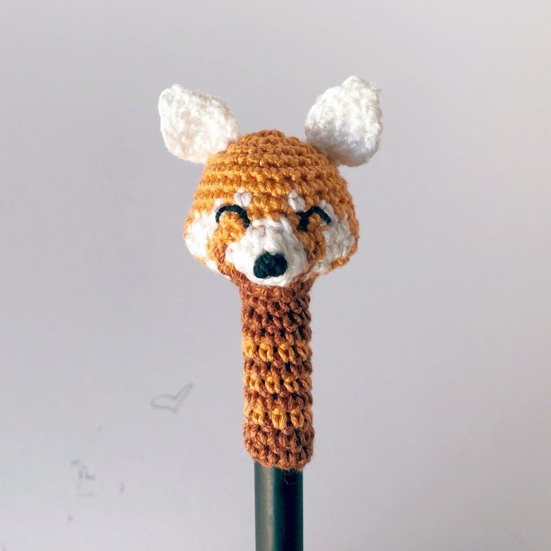 Red Panda Pencil, Cute Handmade Bear-cat Topper With Black Pen, Happy ...