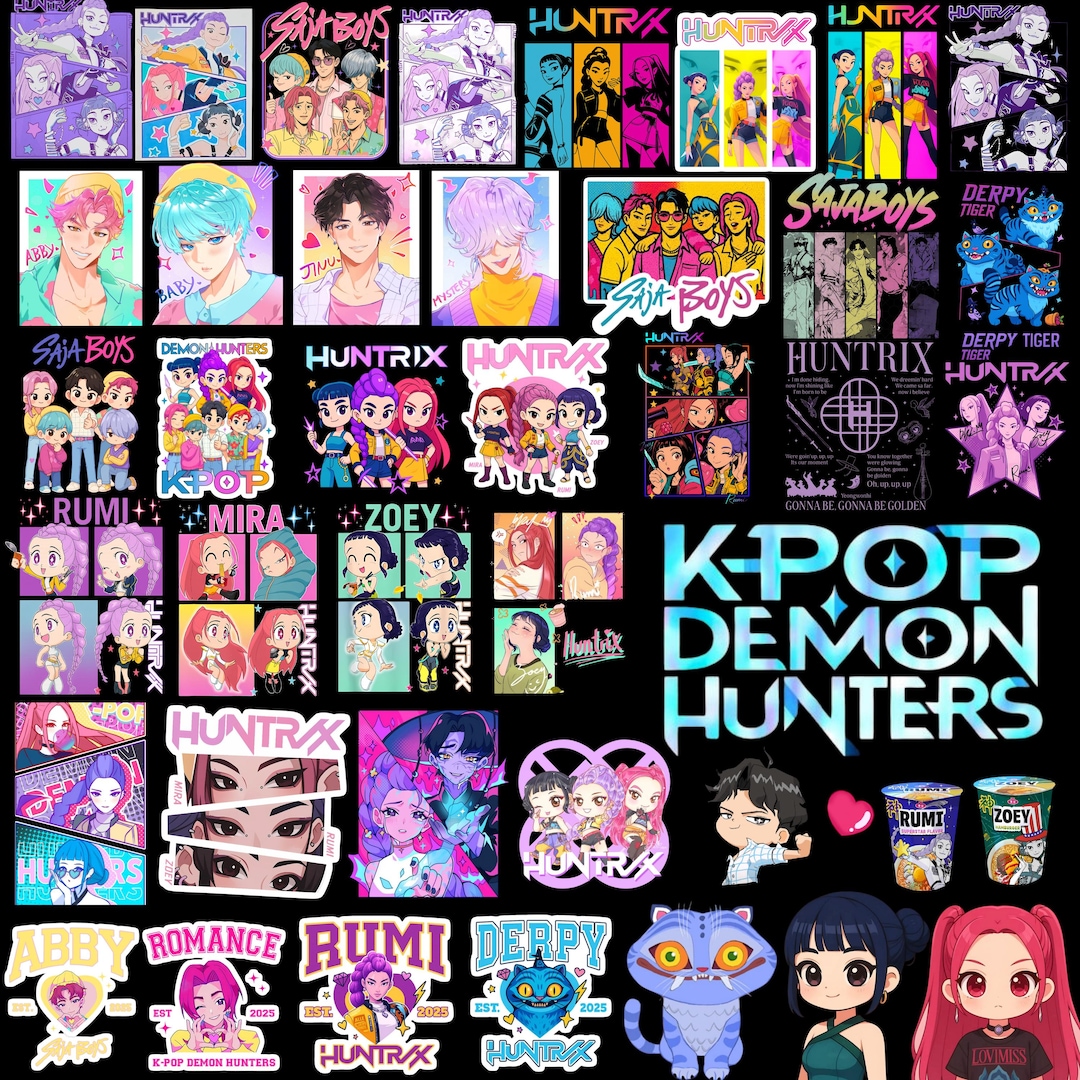 100+ Huntrix Kpop Demon Hunters Png Bundle, Kpop Idol Group Png Design ...