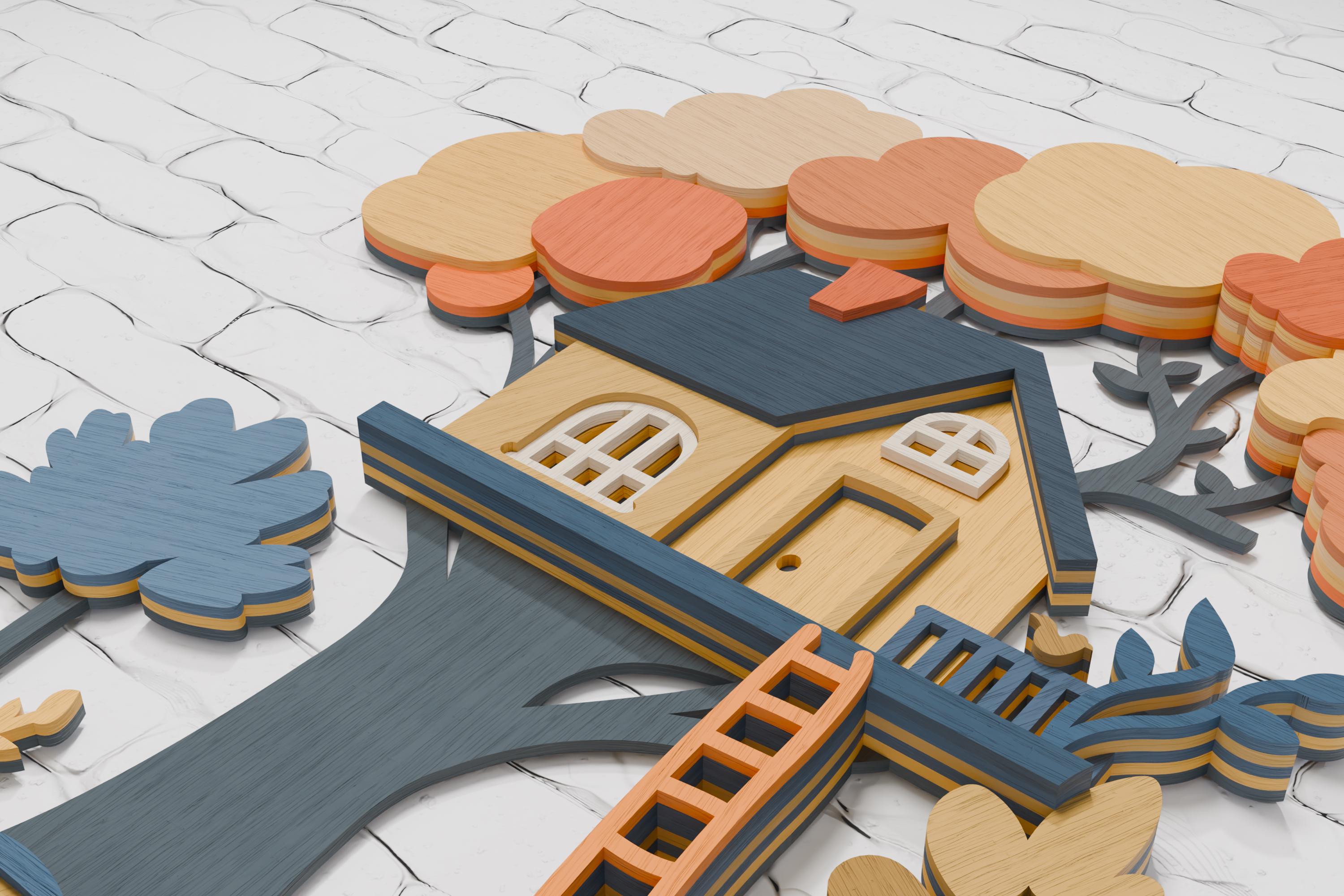 3D Treehouse Laser Cut Files: Multilayer Wooden Farm Decor (digital) - Etsy