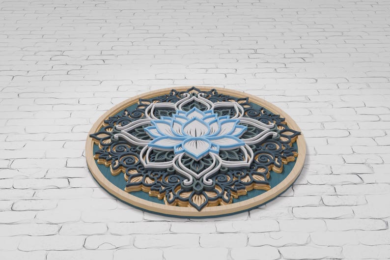 Layered Lotus Mandala Wall Art – Spiritual Yoga Decor (SVG, DXF, PDF ...