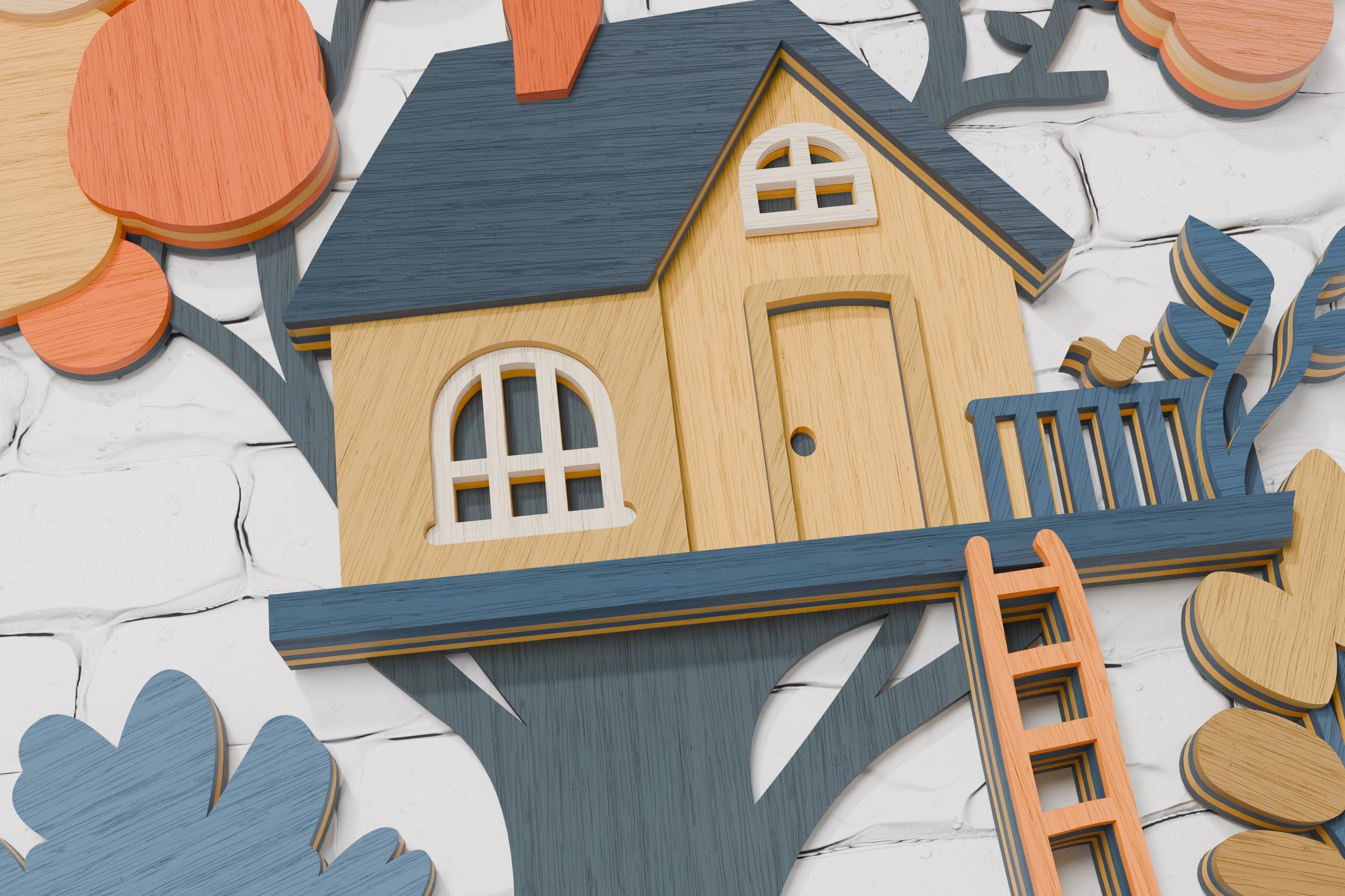 3D Treehouse Laser Cut Files: Multilayer Wooden Farm Decor (digital) - Etsy