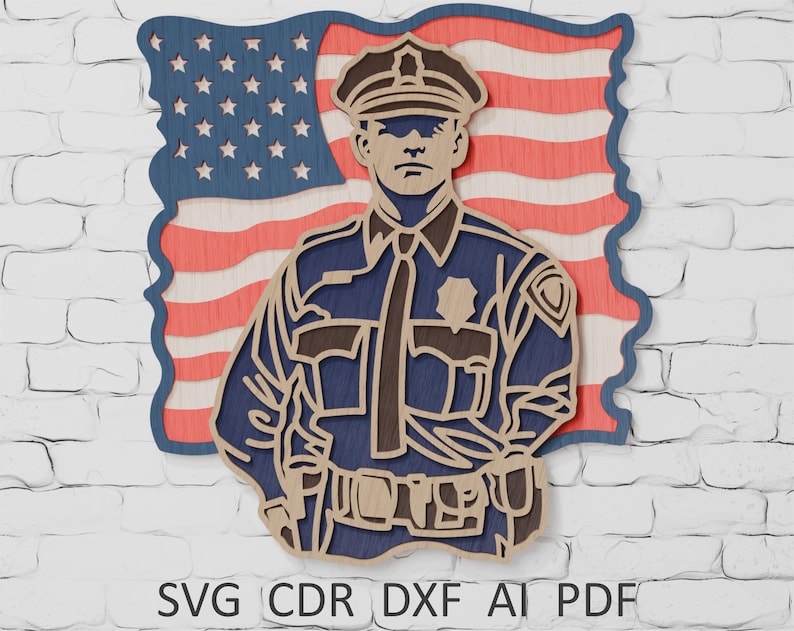 Police Officer USA Flag Mandala, Layered Policeman Laser Cut Files (svg ...
