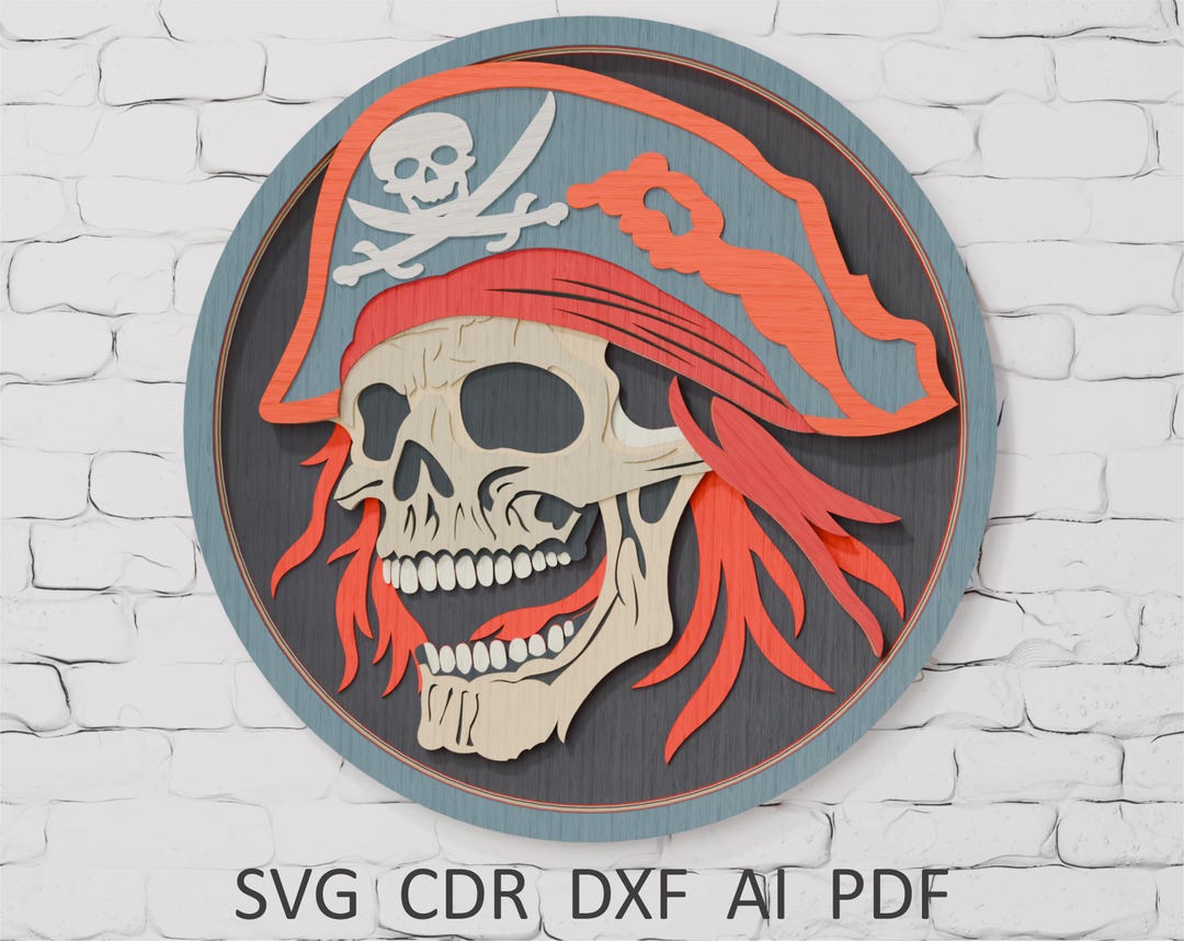 3D Pirate Skull Mandala SVG: Laser Cut Layered Wall Art (digital File ...