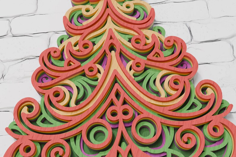 3D Christmas Tree Mandala: Layered Laser Cut SVG for Glowforge, Xtool ...