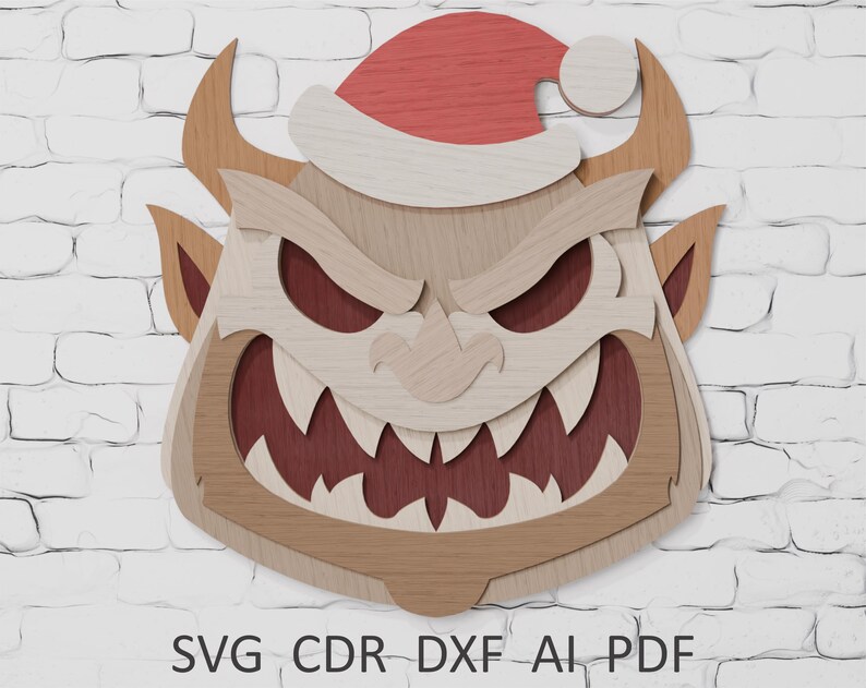 3D Santa Demon Laser Cut File, Paper Cut Scary Christmas Plywood ...