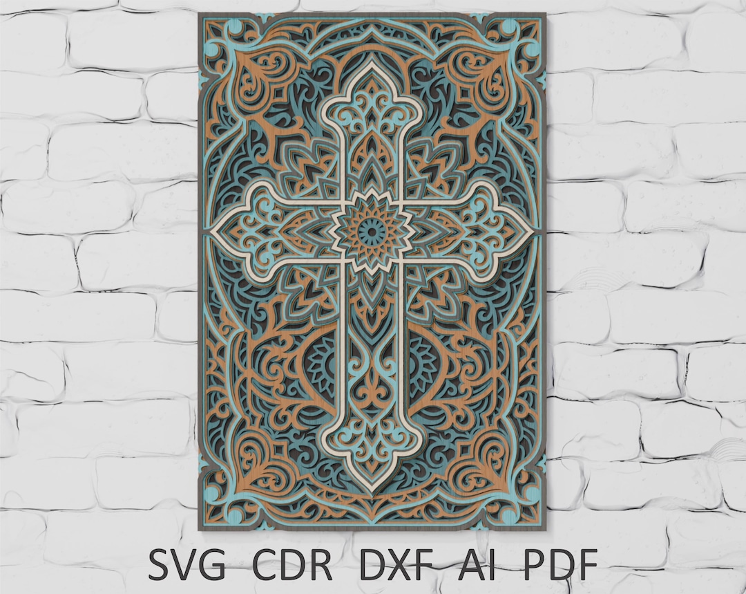 Layered Mandala Cross SVG, Catholic Wall Decor, Laser Cut Files (svg ...