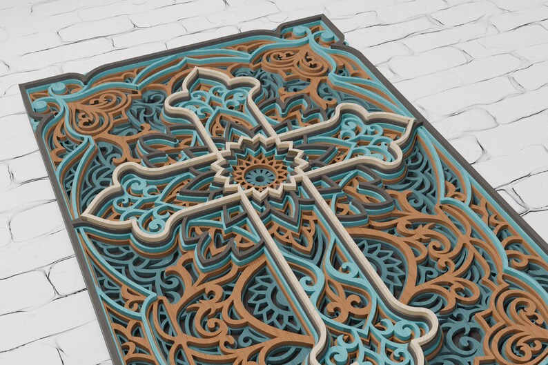 Layered Mandala Cross SVG, Catholic Wall Decor, Laser Cut Files (svg ...