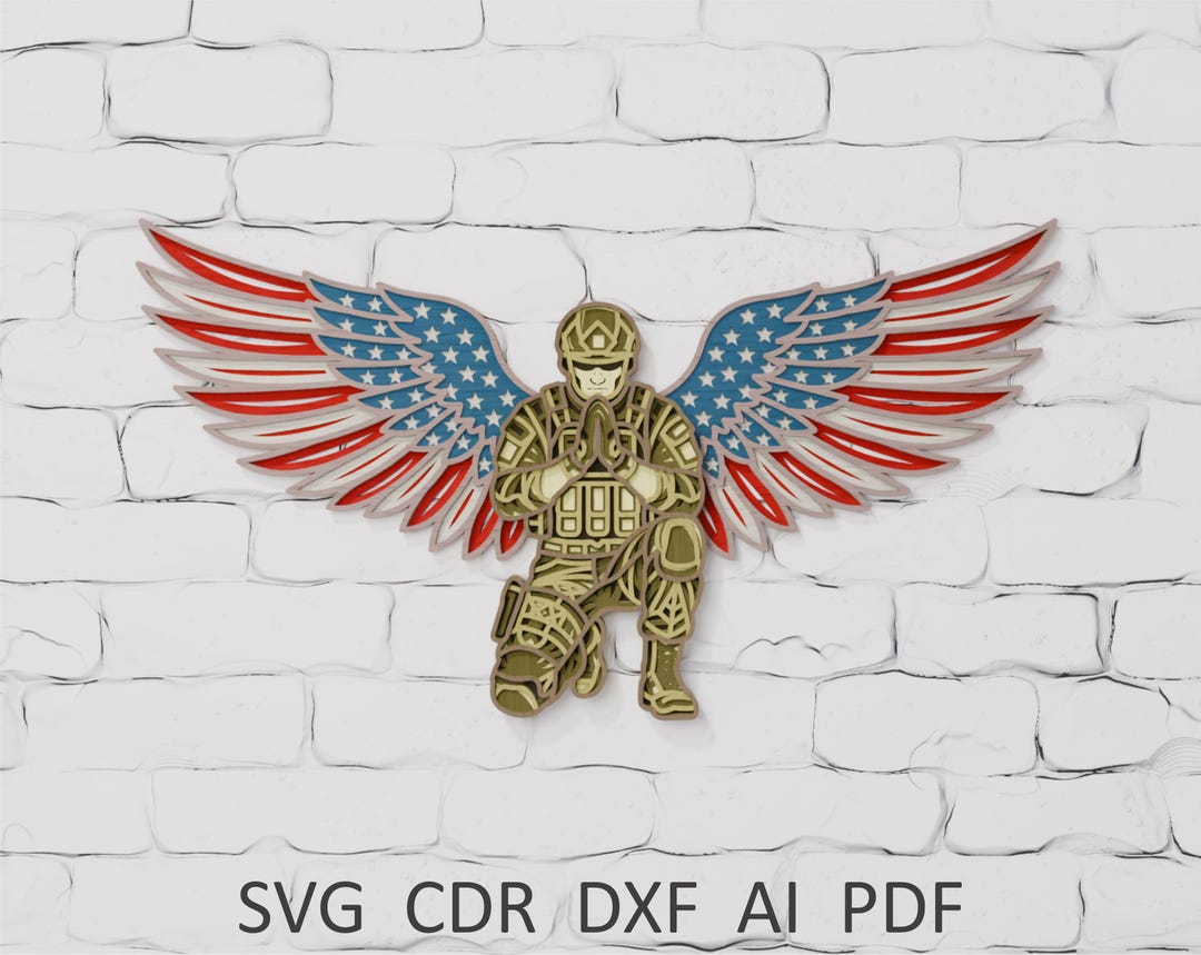 Fallen American Soldier Angel Wings SVG, Military Memorial Laser Cut ...