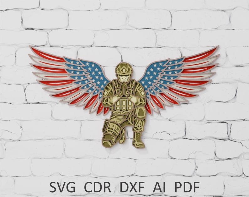 Fallen American Soldier Angel Wings SVG, Military Memorial Laser Cut ...