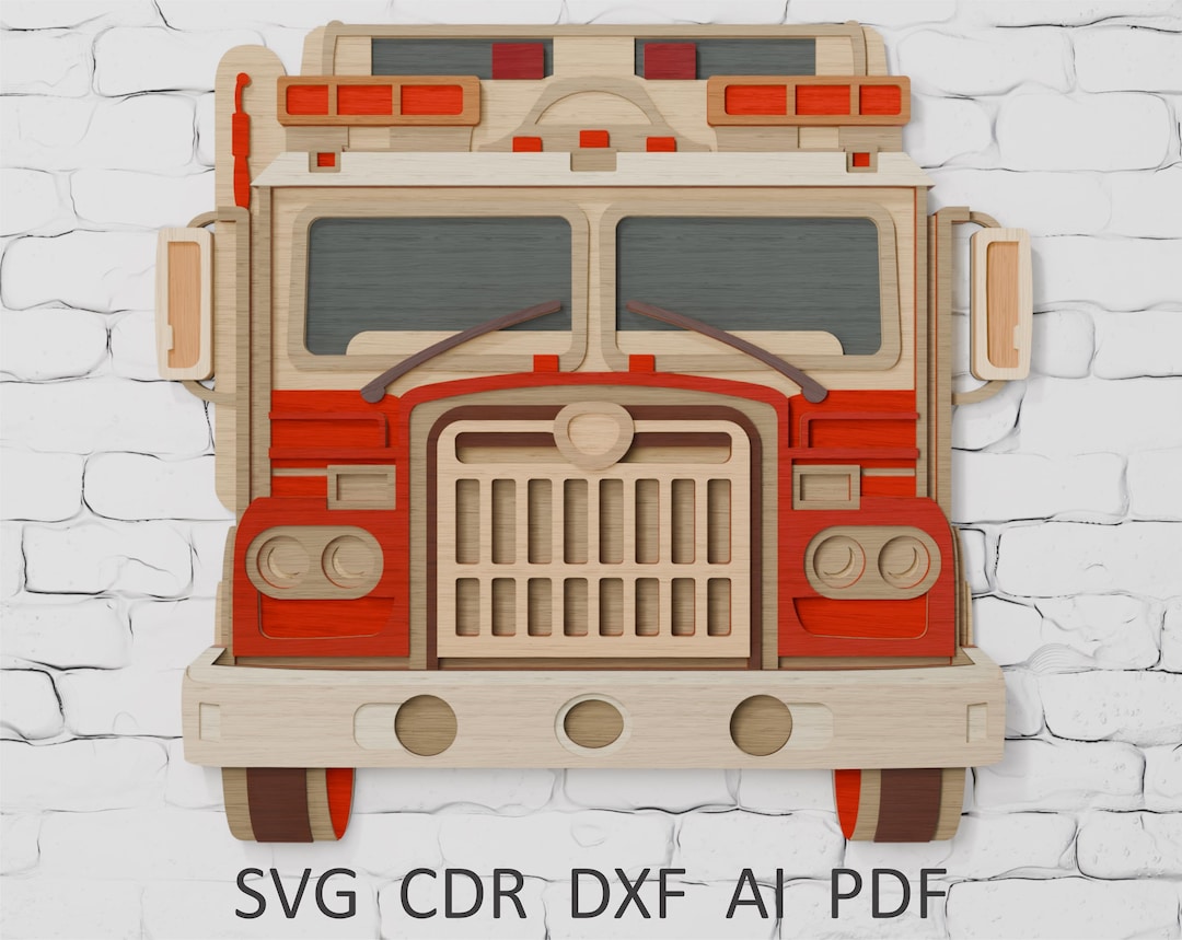 Fire Engine Truck SVG, Layered Firefighter Vehicle Decor (digital ...