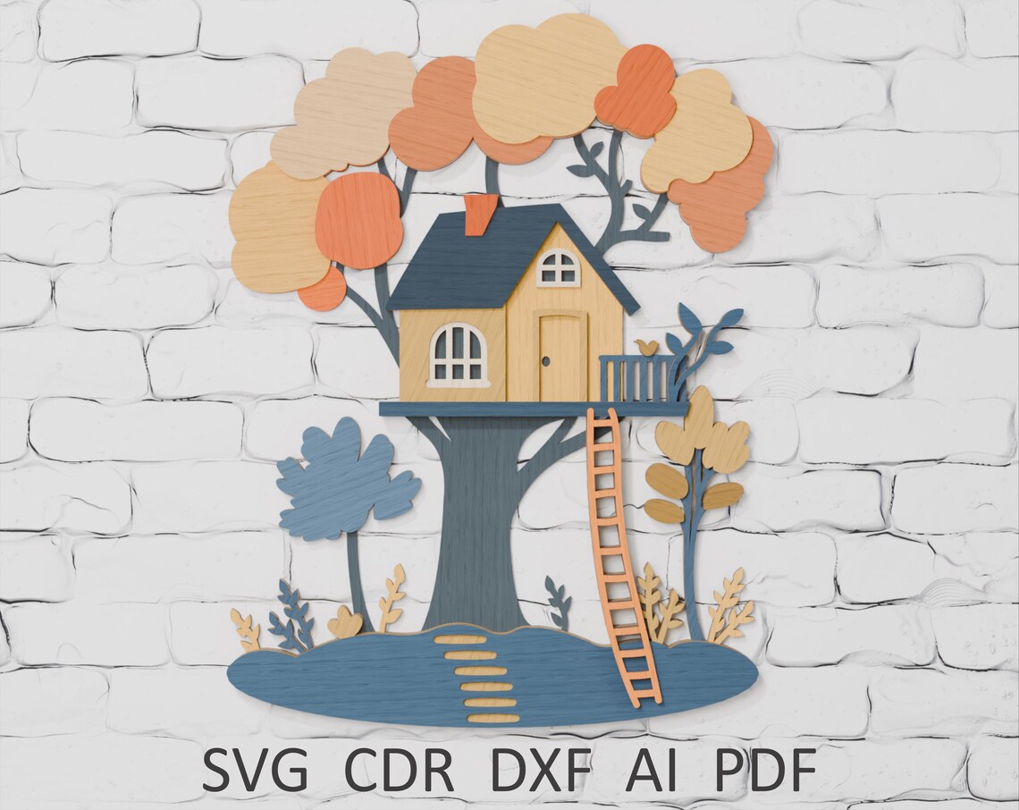3D Treehouse Laser Cut Files: Multilayer Wooden Farm Decor (digital) - Etsy