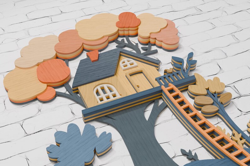 3D Treehouse Laser Cut Files: Multilayer Wooden Farm Decor (digital) - Etsy